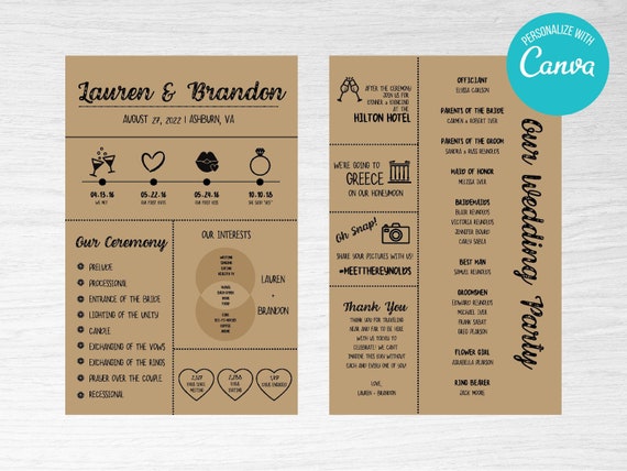 Rustic Printable Wedding Programs Wedding Ceremony Program | Etsy