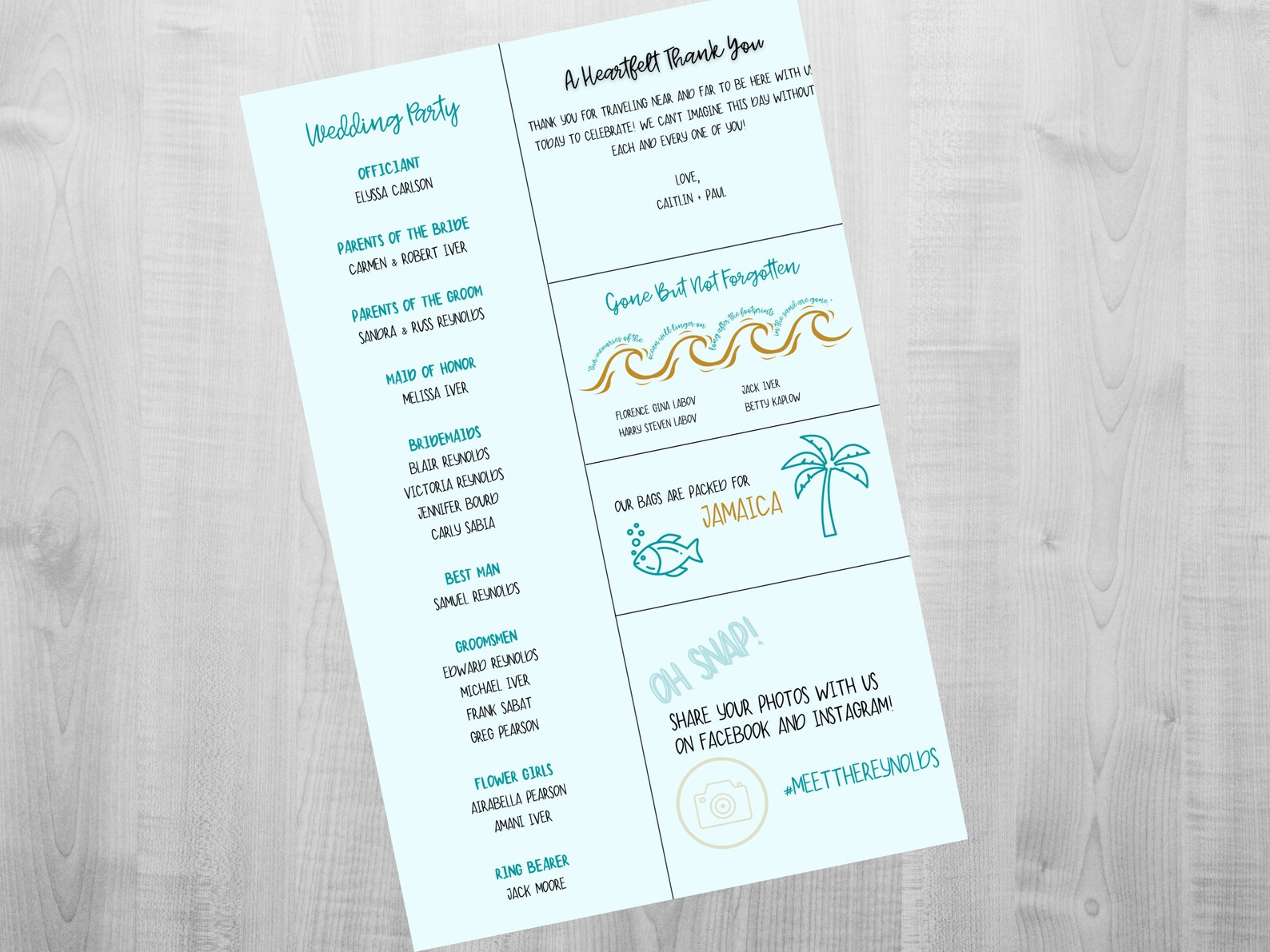 Beach Wedding Printable Wedding Programs Destination Wedding - Etsy
