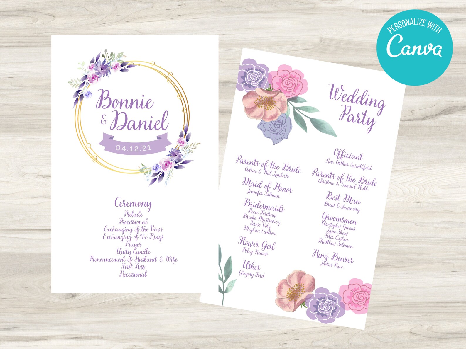 Creative Printable Wedding Programs Wedding Program Template - Etsy