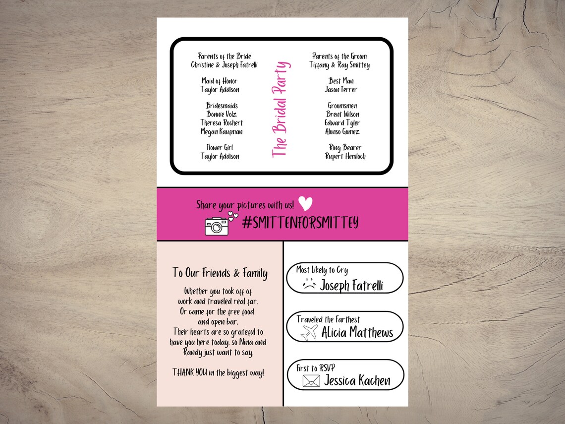 Fun Printable Wedding Programs Wedding Program Template - Etsy