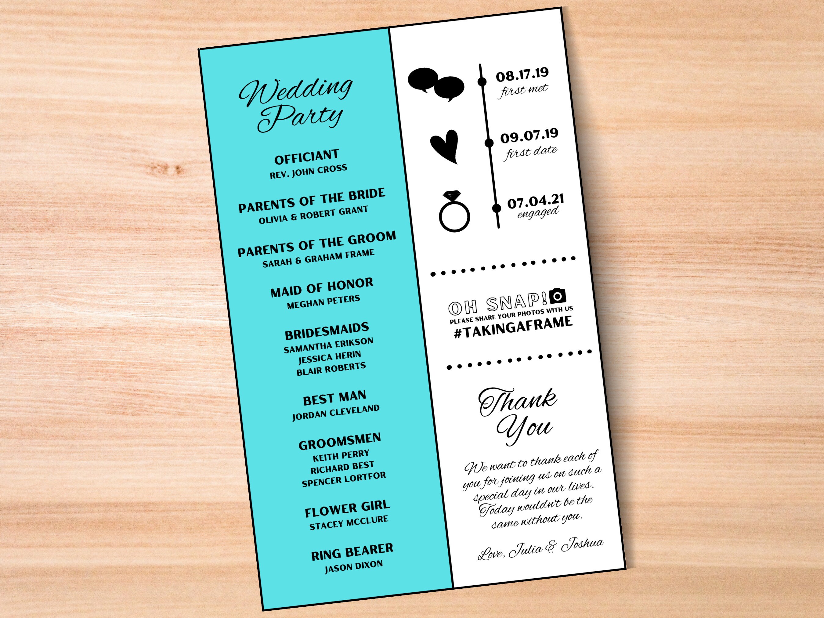 Printable Wedding Program - Wedding Program Template - Customizable ...