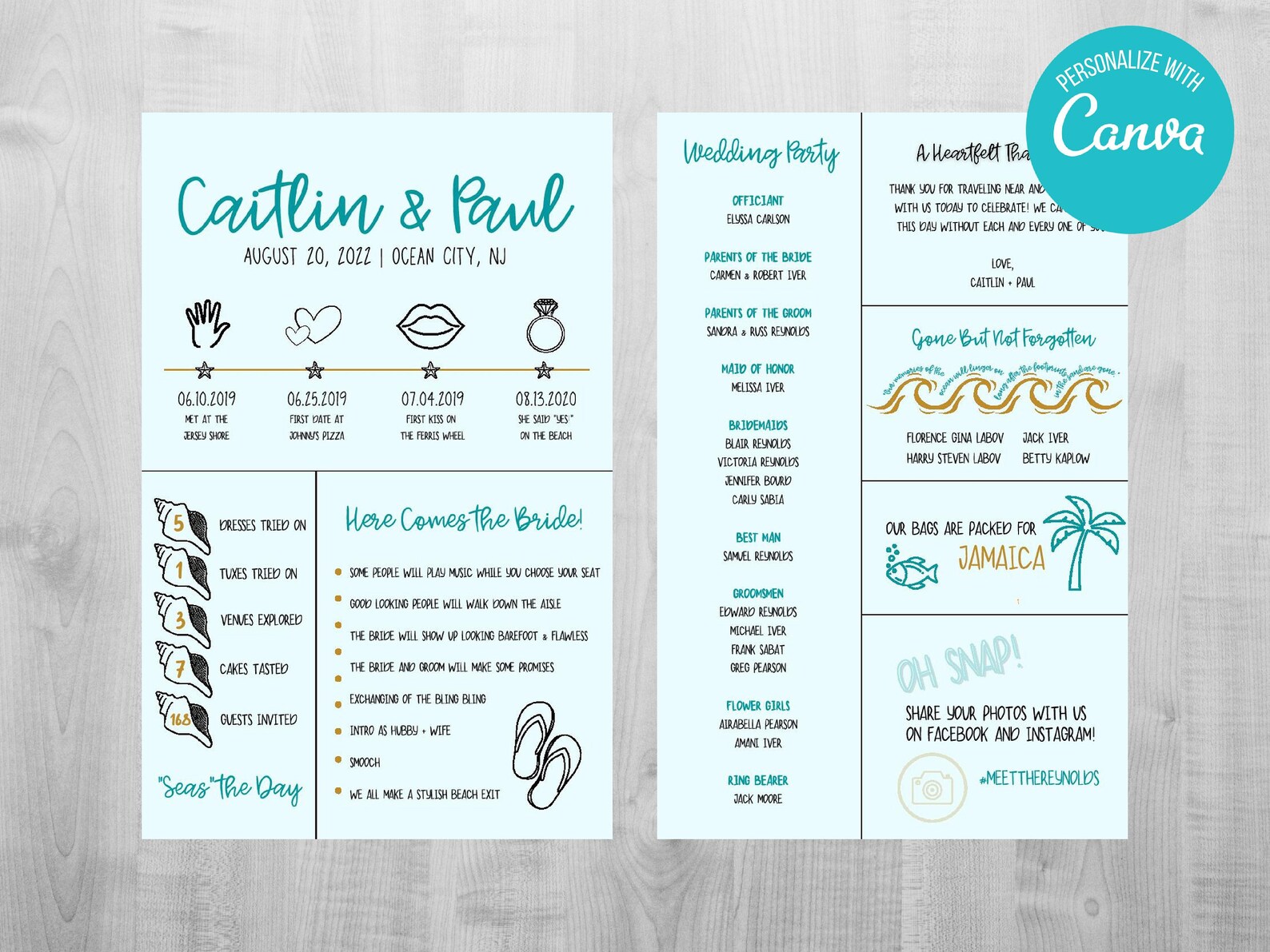 Beach Wedding Printable Wedding Programs Destination Wedding | Etsy