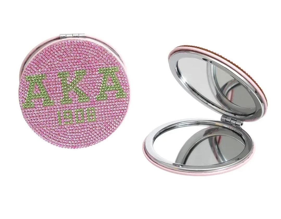 Sorority Inspired Pink and Green Bling Compact Mirror - Etsy