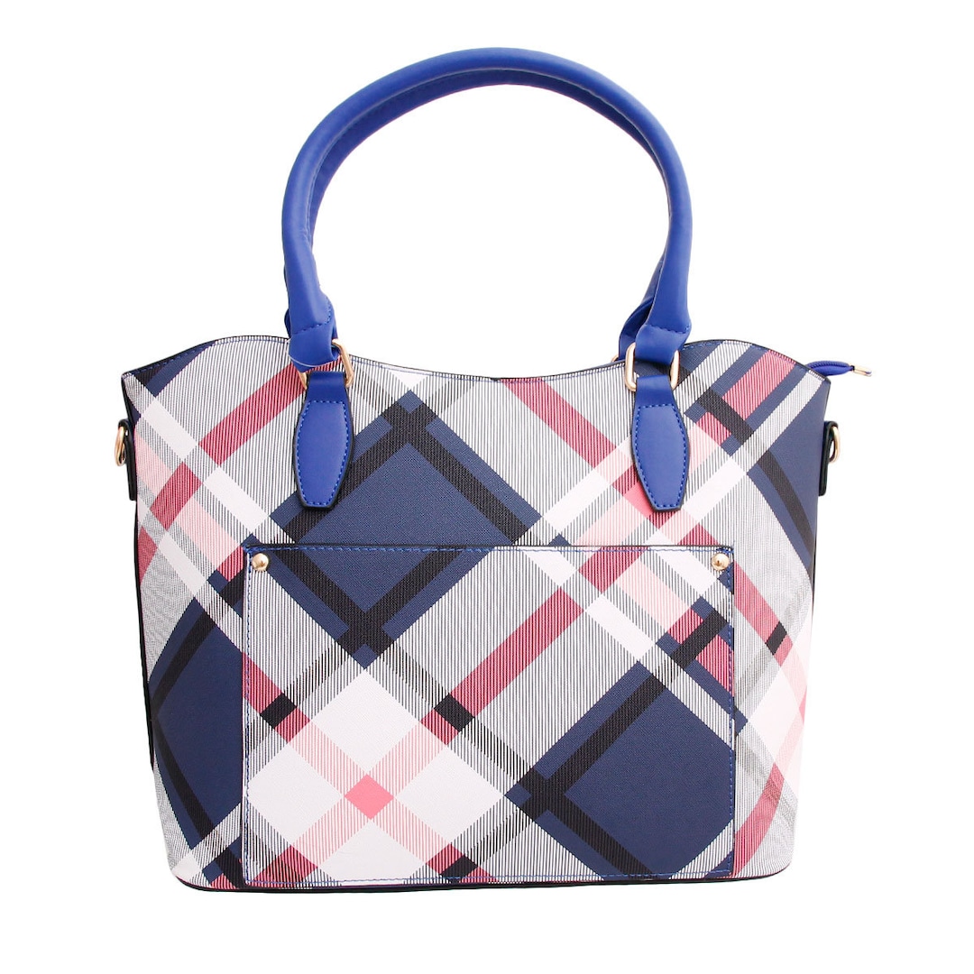 Blue Plaid Tote Handbag - Etsy