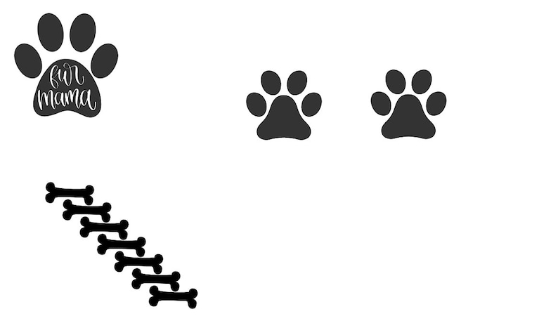 Dog Paw Prints Bone (Instant Download) - Etsy