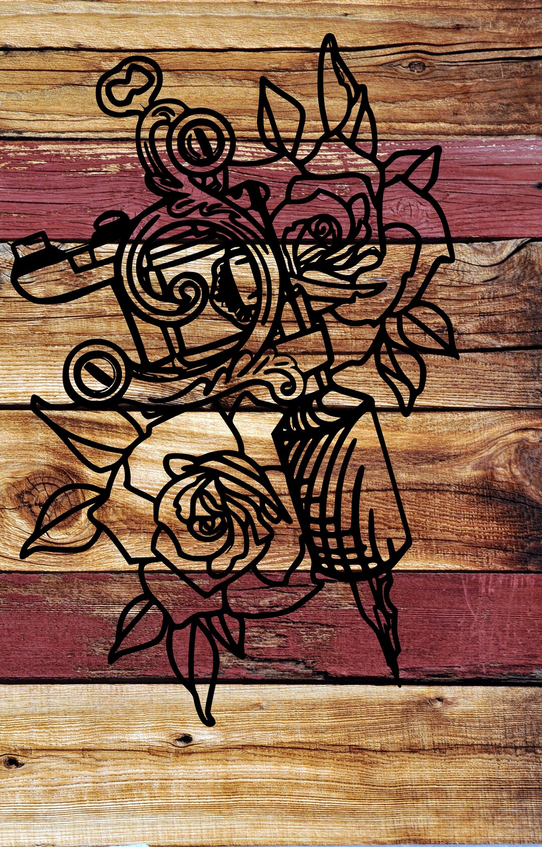 Tattoo Gun With Roses SVG/PNG Circuit Vinyl NFL Vector Design - Etsy