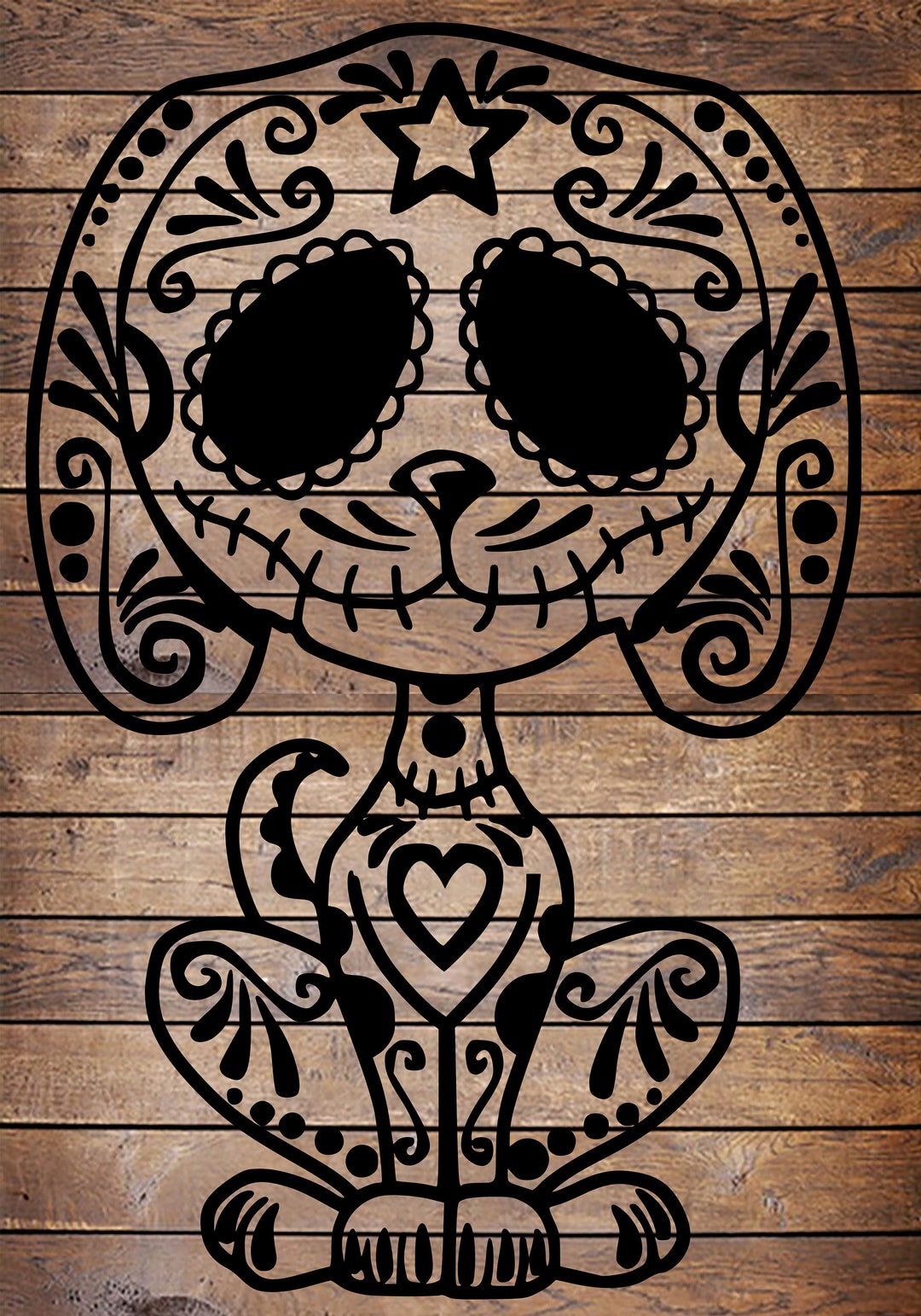 Zombie Sugar Skull Puppy Dog SVG/PNG Stencil Cricut Vinyl NFL Vector ...