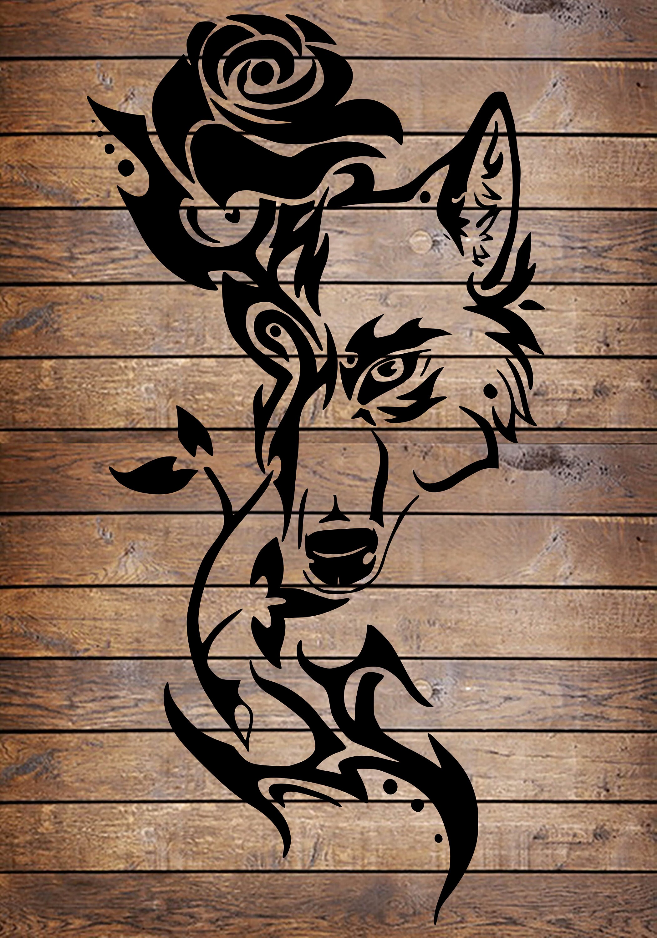 Tribal Wolf Stencil