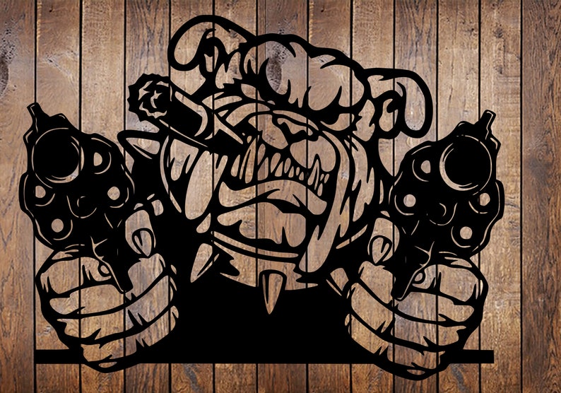 Angry Bulldog With Guns SVG/PNG Cricut Vinyl NFL Vector Design Cutting ...