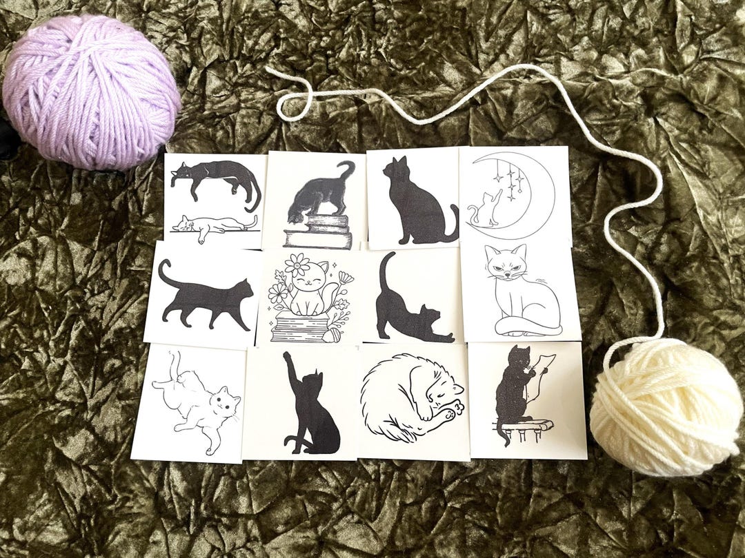 Cat Lover Temporary Tattoo - Twelve Design Options - Cats, Kittens, and ...