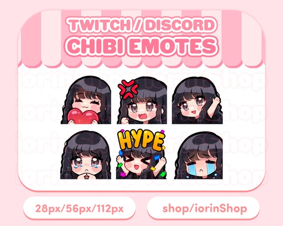 Black Curly Hair / Bangs / Light Skin Twitch Emotes Set - Etsy