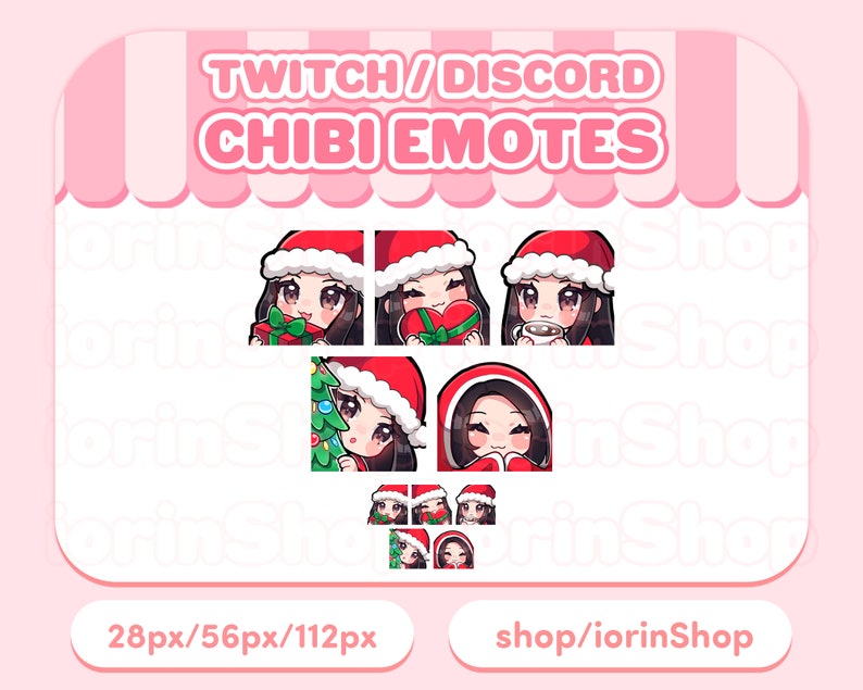 Christmas Black Hair Light Skin Twitch Emotes Set Twitch Discord