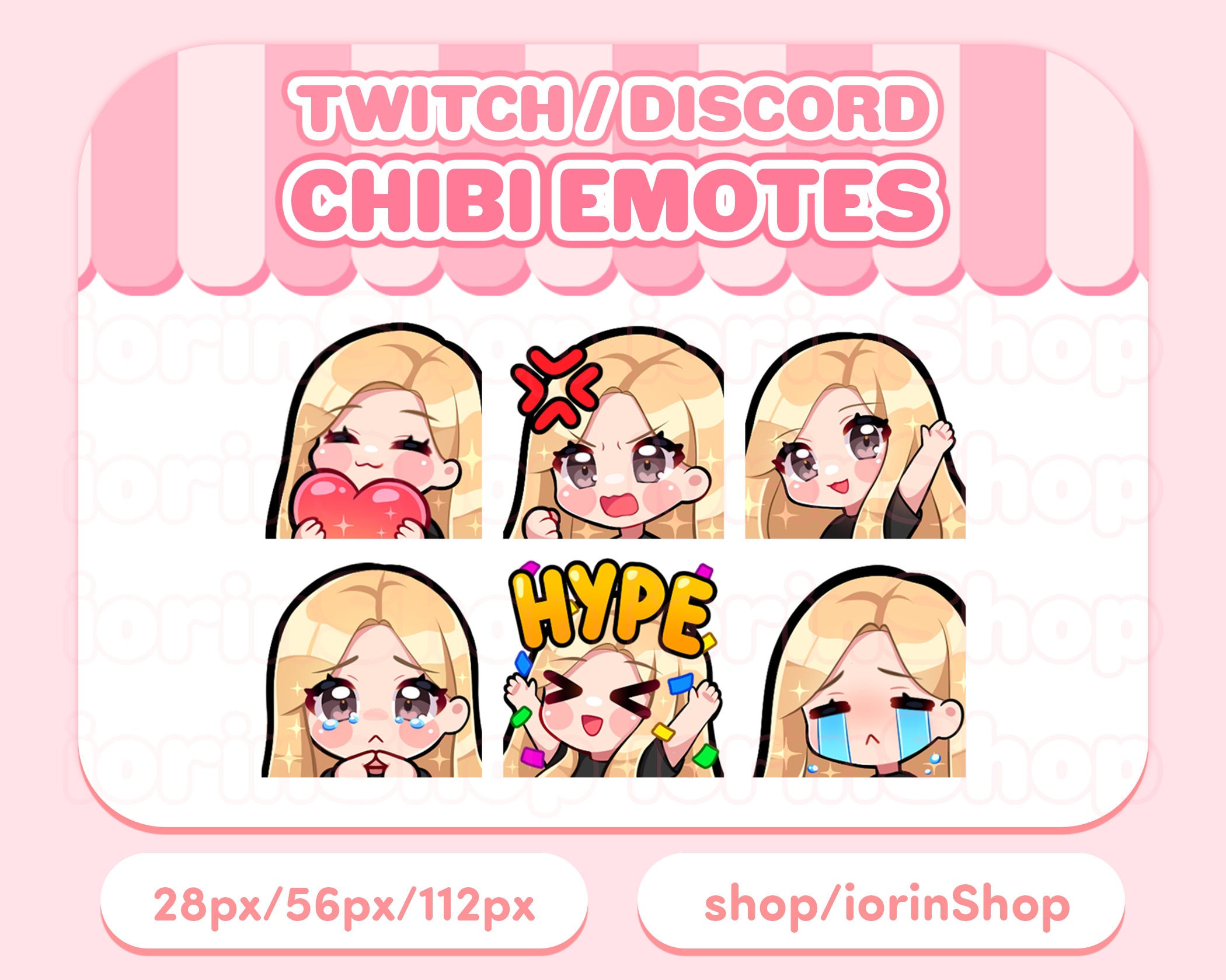 Blonde Hair Light Skin Twitch Emotes Set Twitch Discord Streamer