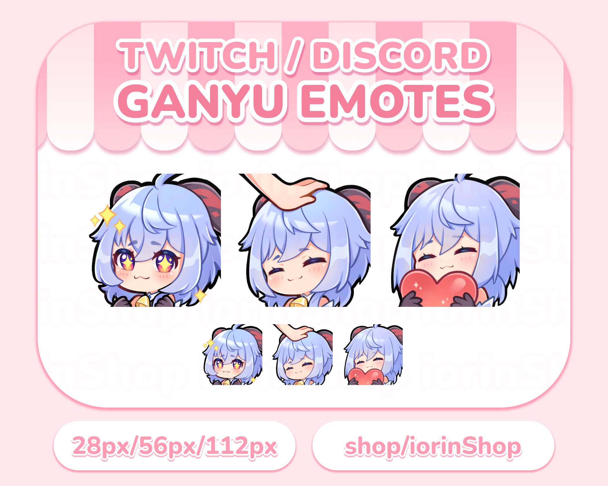 Ganyu Genshin Impact Emote Set Twitch Discord Streamer Anime Cute ...