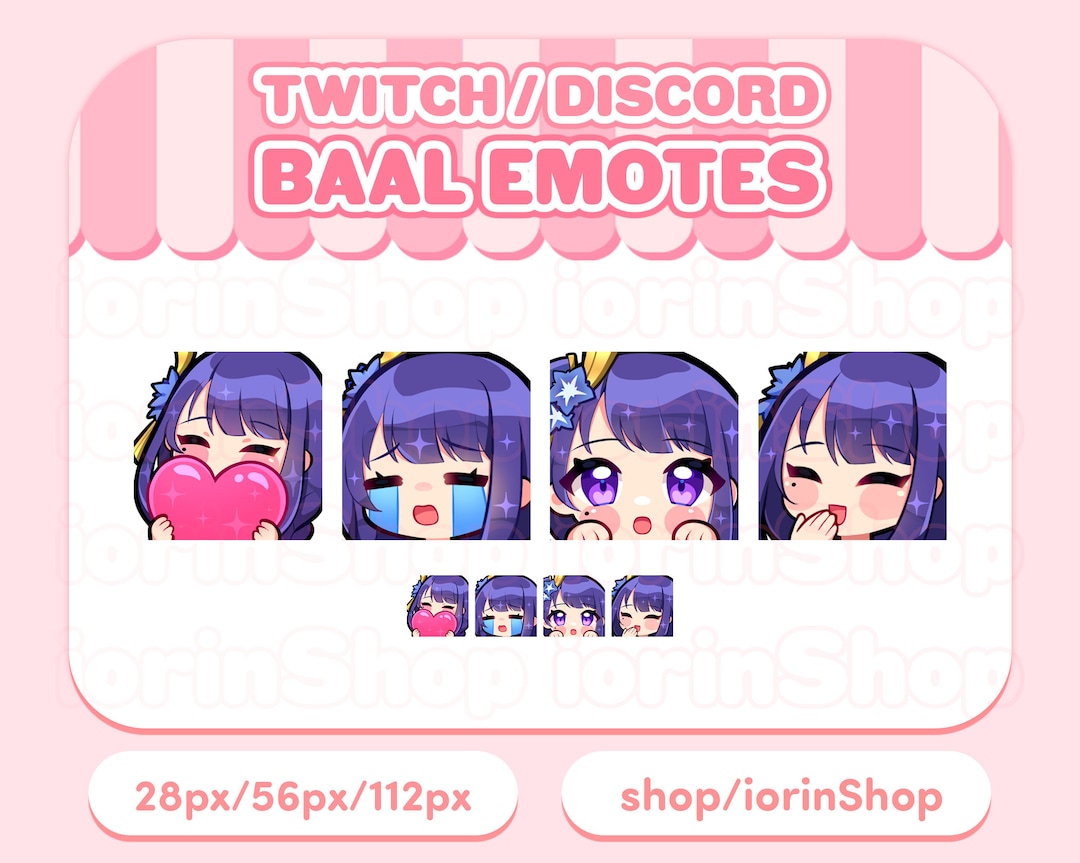 Raiden Shogun / Baal Genshin Impact Emote Set Twitch Discord Streamer ...
