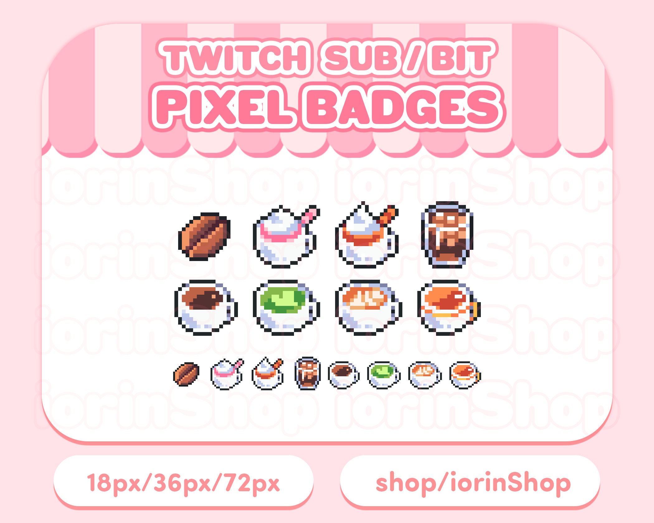 Art & Collectibles Drawing & Illustration Cafe Cute Kawaii Twitch Sub ...