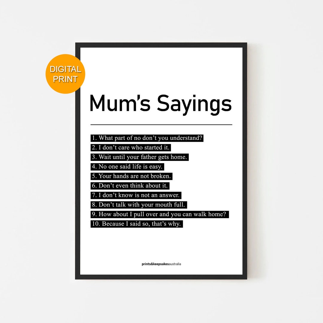 Mum's Sayings, Mum Definition, Digital Print, Digital Artwork ...