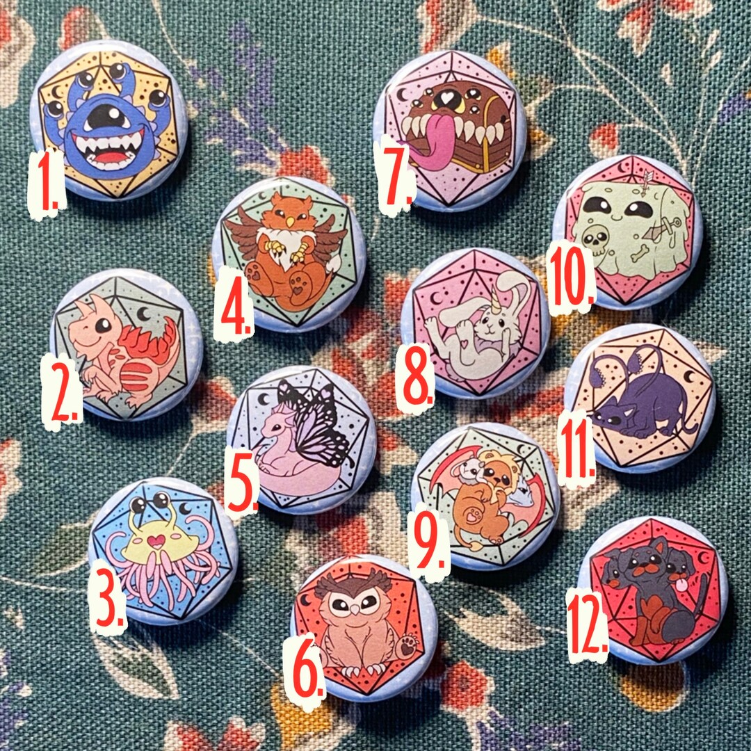 TTRPG Cutie Creatures - Button Badges | Dnd Gifts - Etsy