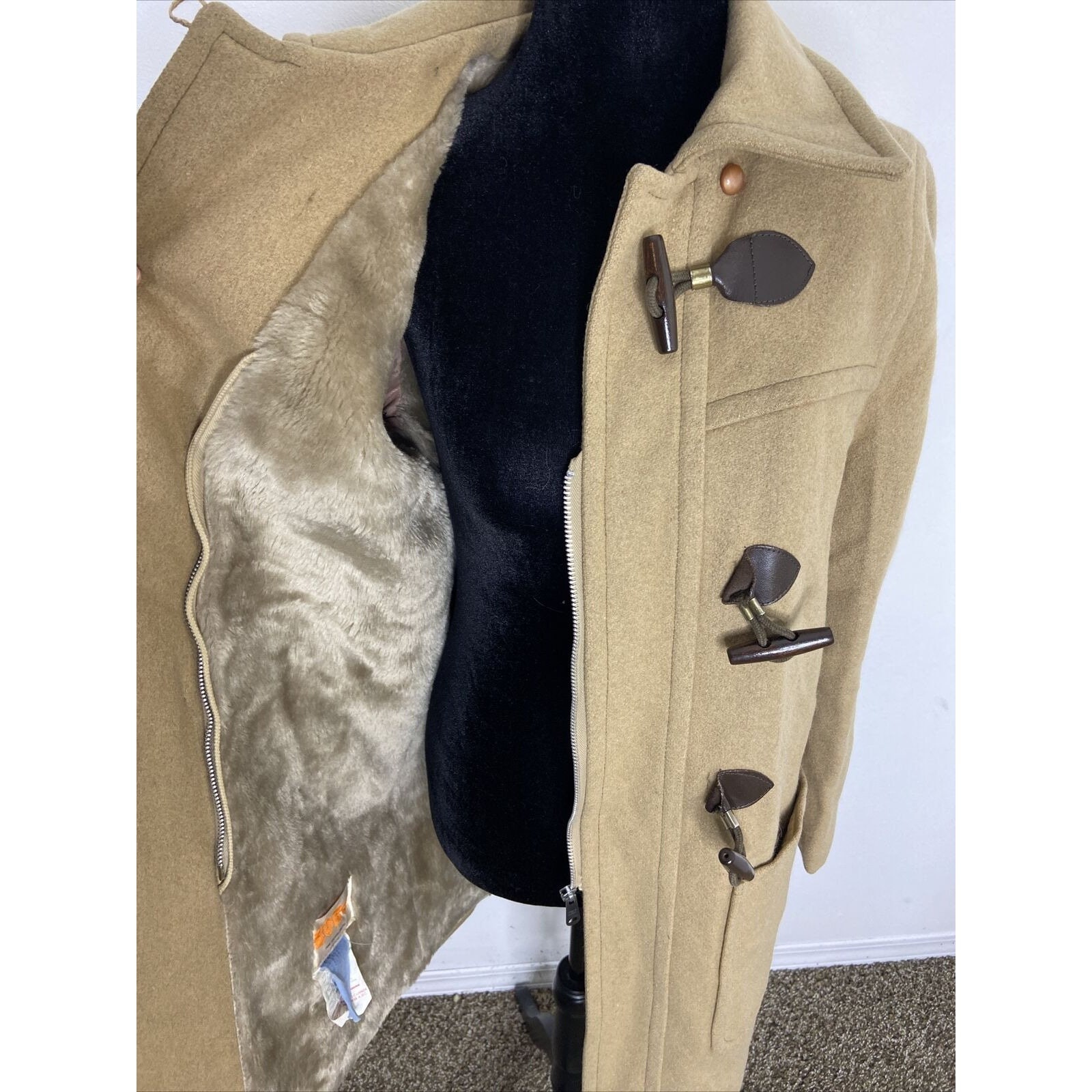 Vintage Simpsons Borg Sherpa Lined Woman 10 M Wool Duffle Coat Toggle ...