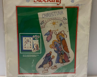 Cross Stitch Christmas Stocking Nativity - Etsy