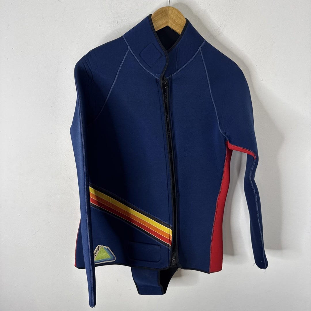 Vintage Fitzwright Wetsuit Men’s S Blue Rainbow Stripe Retro 70s 80s ...