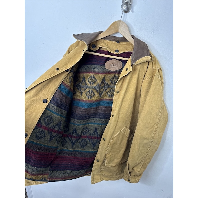 Vintage Woolrich 90s Men M Canvas Barn Coat Jacket Blanket Lined ...