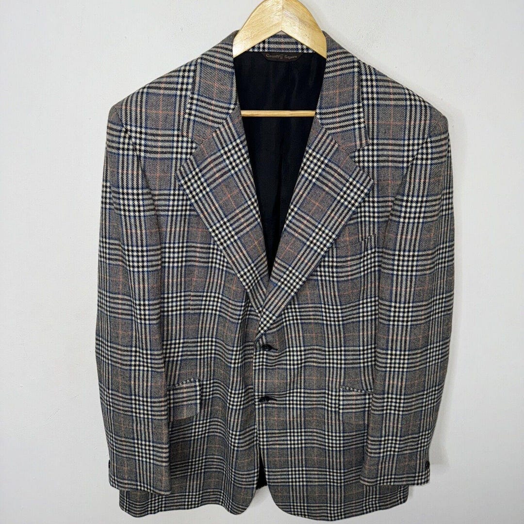 Vintage Country Squire CS Men 46L Tall Check Sports Coat Blazer 70s ...