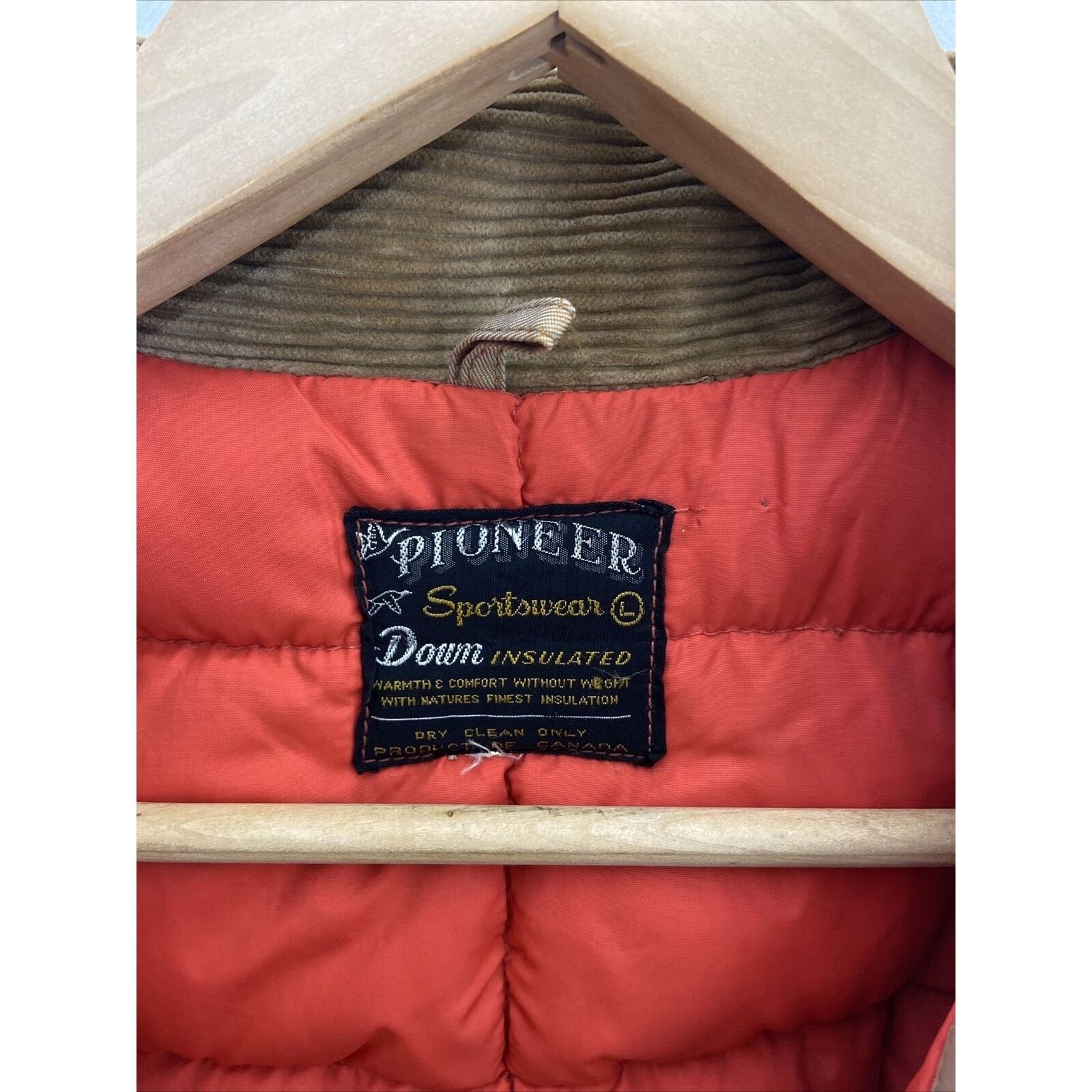 Vintage Pioneer Sportswear Men L Down Puffer Coat Beige Corduroy ...