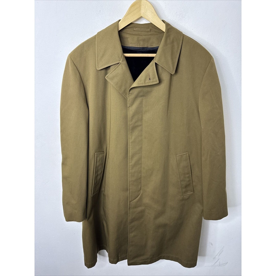 Vintage Sears Rain Weather Coat Overcoat Men 40 Brown Removable Lining ...