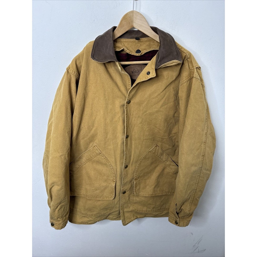 Vintage Woolrich 90s Men M Canvas Barn Coat Jacket Blanket Lined ...
