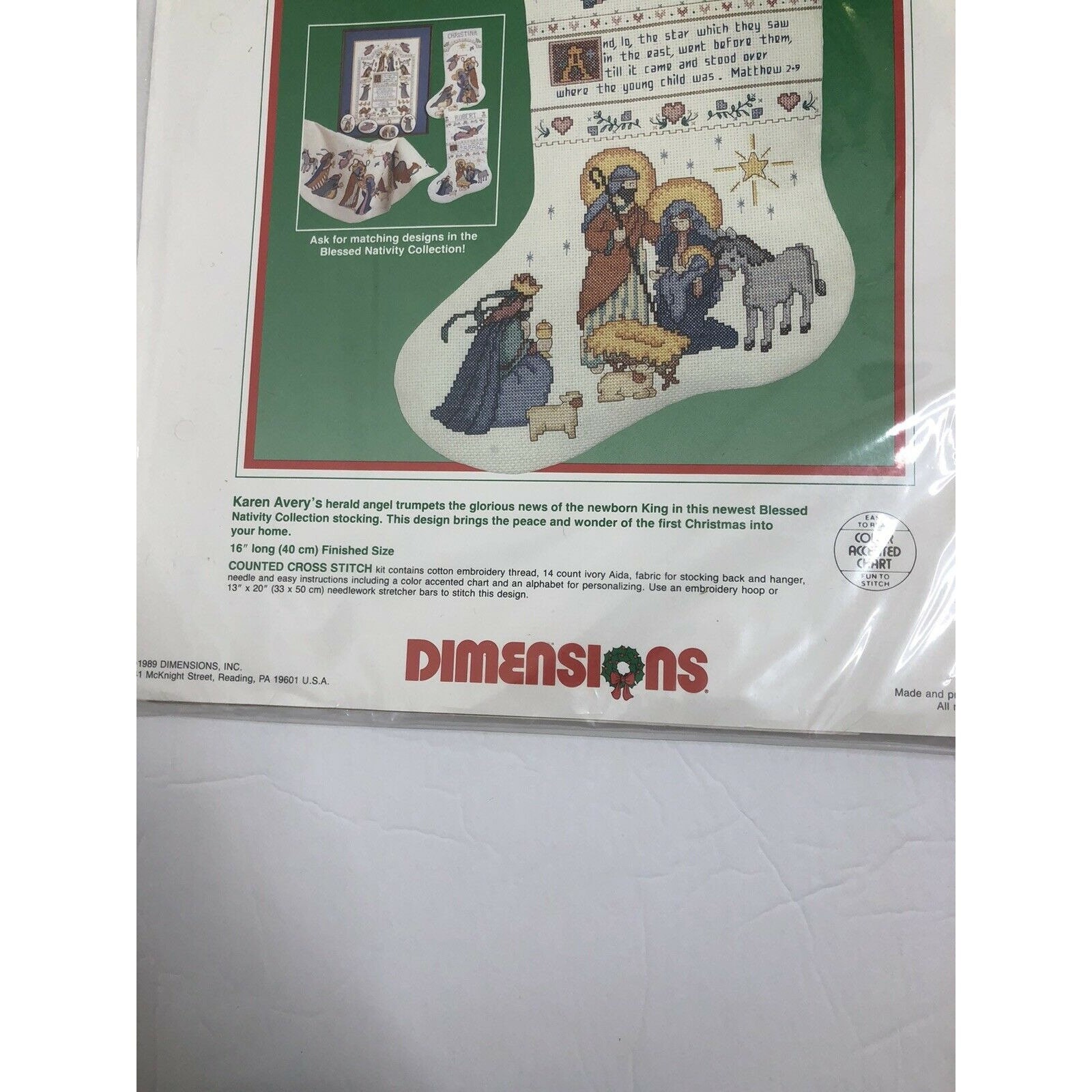 Vintage Dimensions Cross Stitch Nativity Angel Stocking 13x20 Kit ...