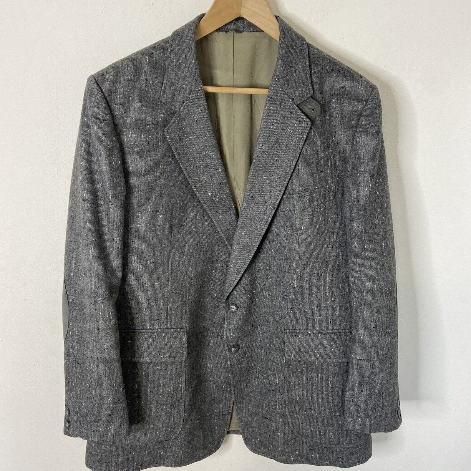 Vintage Allyn St George Men 46L Irish Tweed Gray Blazer Sports Coat ...