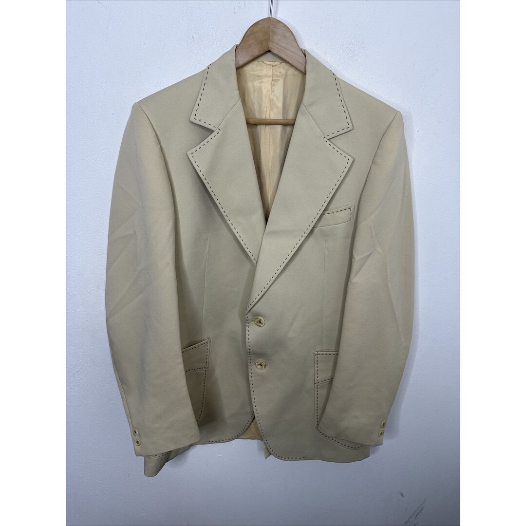 Vintage Johnny Carson Men 42L Tall Blazer Sports Coat Beige 60s 70s ...