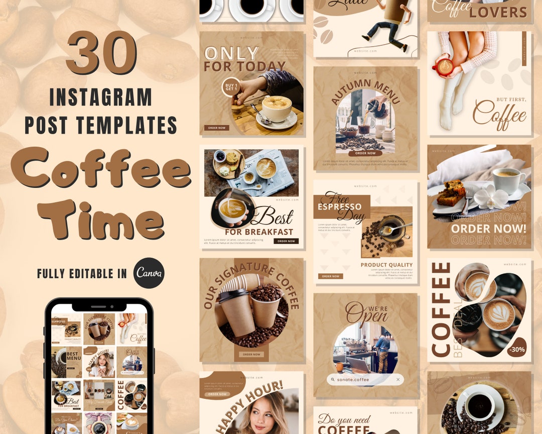 30 Coffee Post Templates Instagram Cafe Business Booster - Etsy