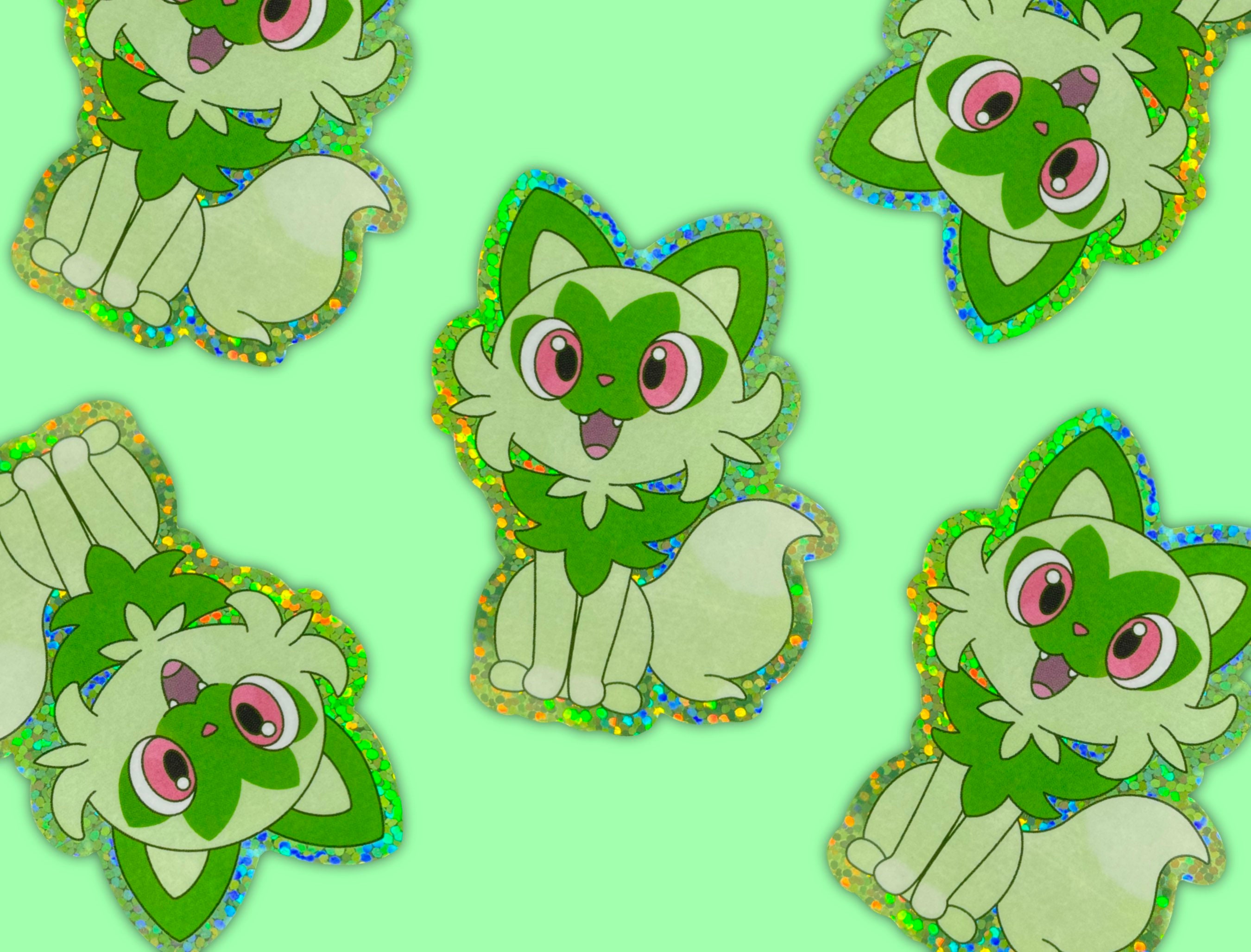 Sprigatito Pokemon Glitter Vinyl Sticker - Etsy