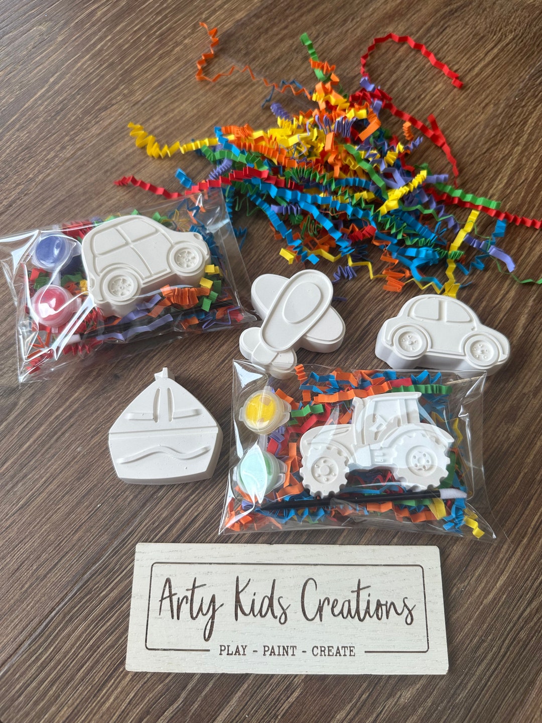 Paint Your Own Transport Themed Party Favour Party Bag Tractor Car ...