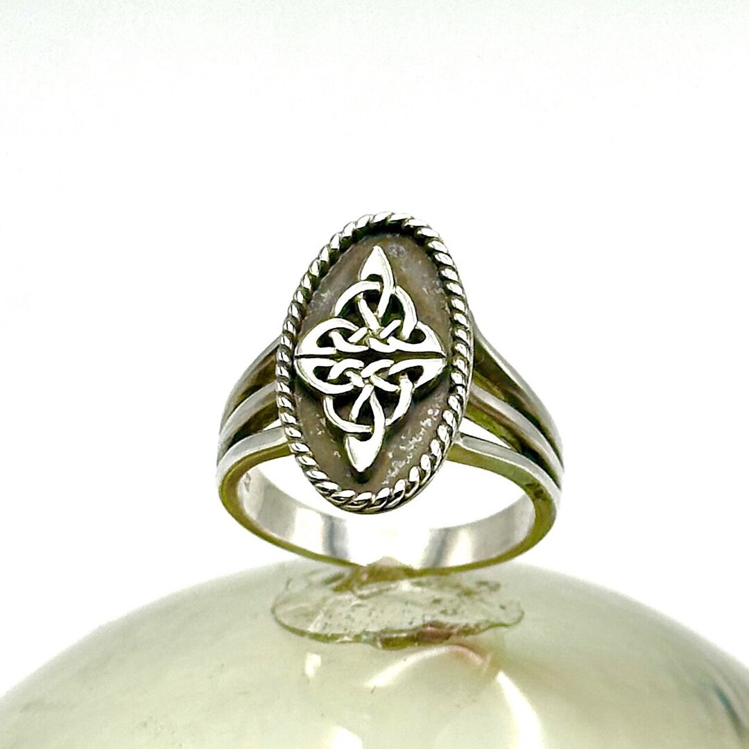 Sterling Silver Celtic Double Triquetra Shield/knot Ring - Etsy
