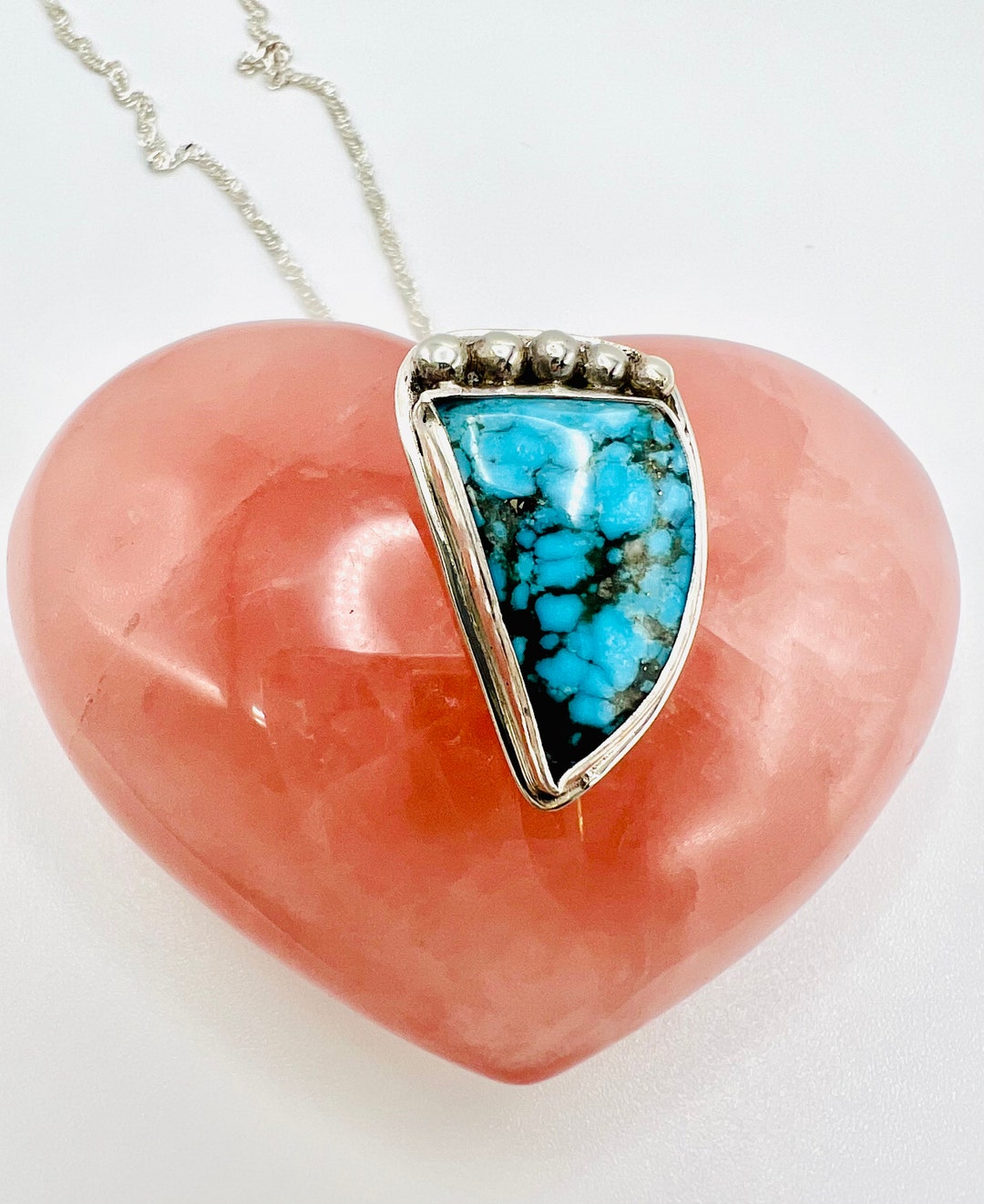 Arizona Turquoise Sterling Silver “shark Tooth” Pendant With Chain - Etsy
