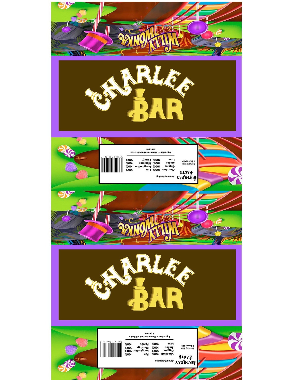 Willy Wonka Bar Inspired Label - Etsy