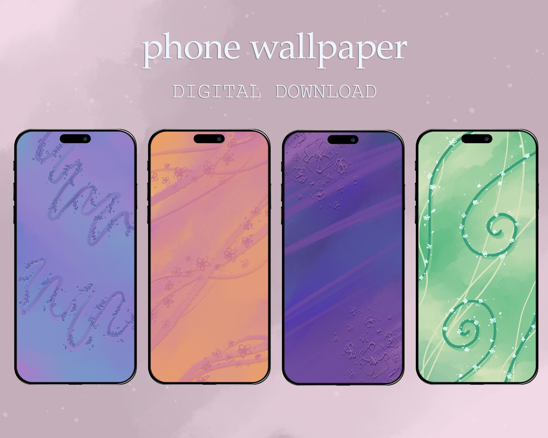 Flowery Patterns on Soft Backgrounds Phone Wallpaper Bundle - Etsy