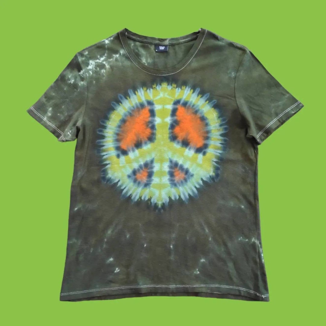 Tie Dye Shirt Womens Men Peace Sign Design Hand Dyed Cotton XL - Etsy