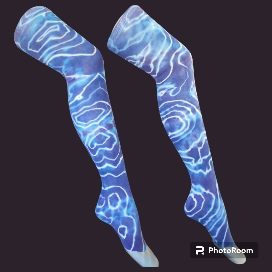 Women's Thigh High Socks Stocking. Handmade Tie Dye Geode Style ...