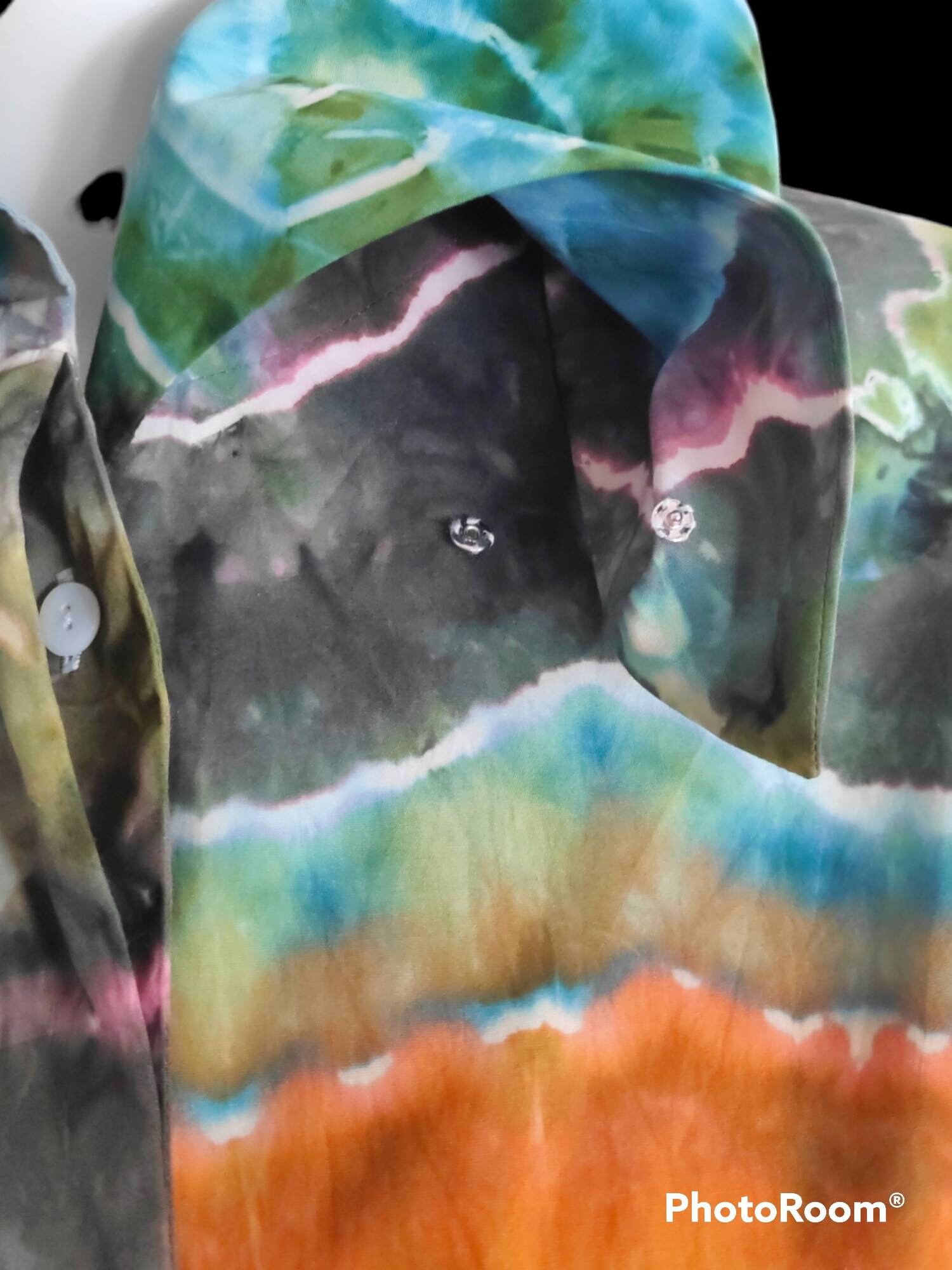 Tie Dye Blouse Women's Hand Dyed Clothing Top and Tees Geode Design ...