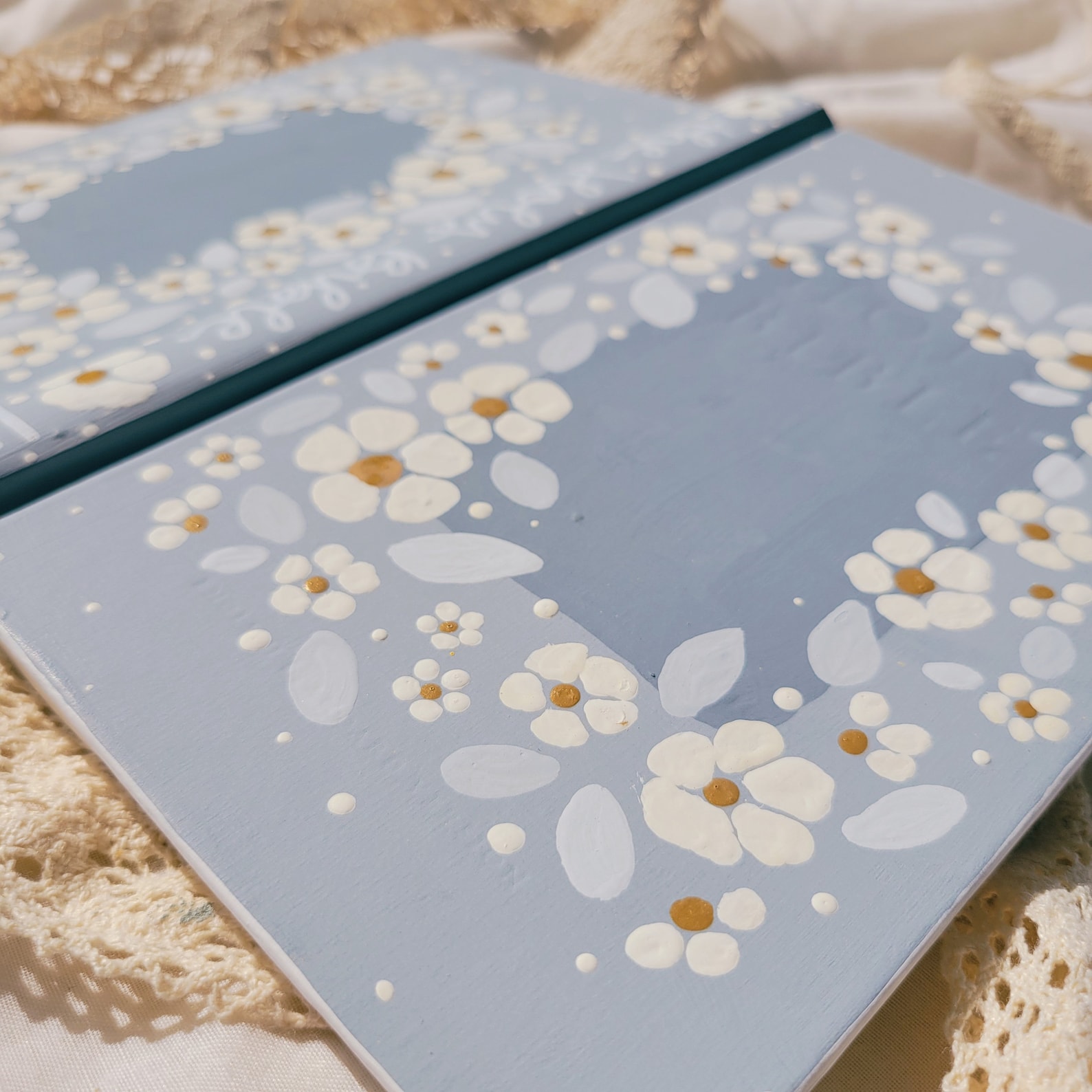 Painted Blue Flower Bible, Floral Bible With Custom Name, Blue ESV ...