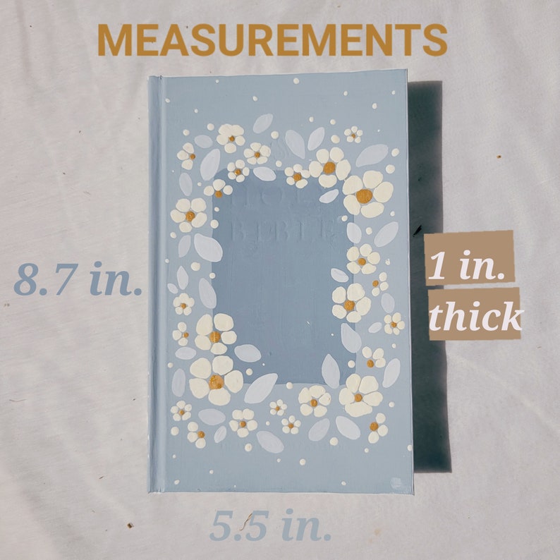 Painted Blue Flower Bible, Floral Bible With Custom Name, Blue ESV ...