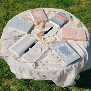 Painted Blue Flower Bible, Floral Bible With Custom Name, Blue ESV ...