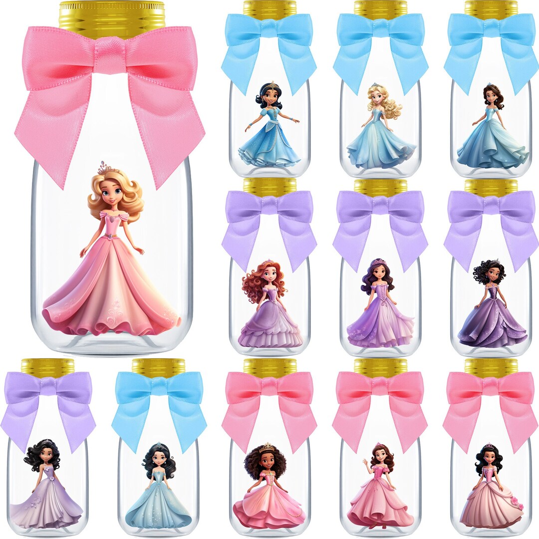 12 Pack Princess Party Favors - DIY Candy Jars With Ribbons and ...