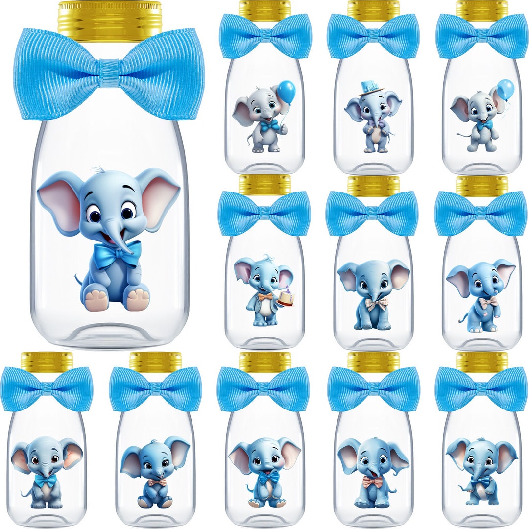 Ethisa 12 Pack Blue Elephant Party Favors - Candy Jar With Ribbons and ...
