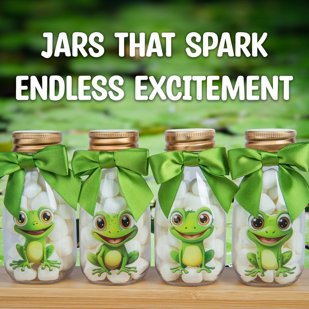 Frog Party Favor Jars: DIY Decoration Bottles With Ribbons - 12 Pack - Etsy