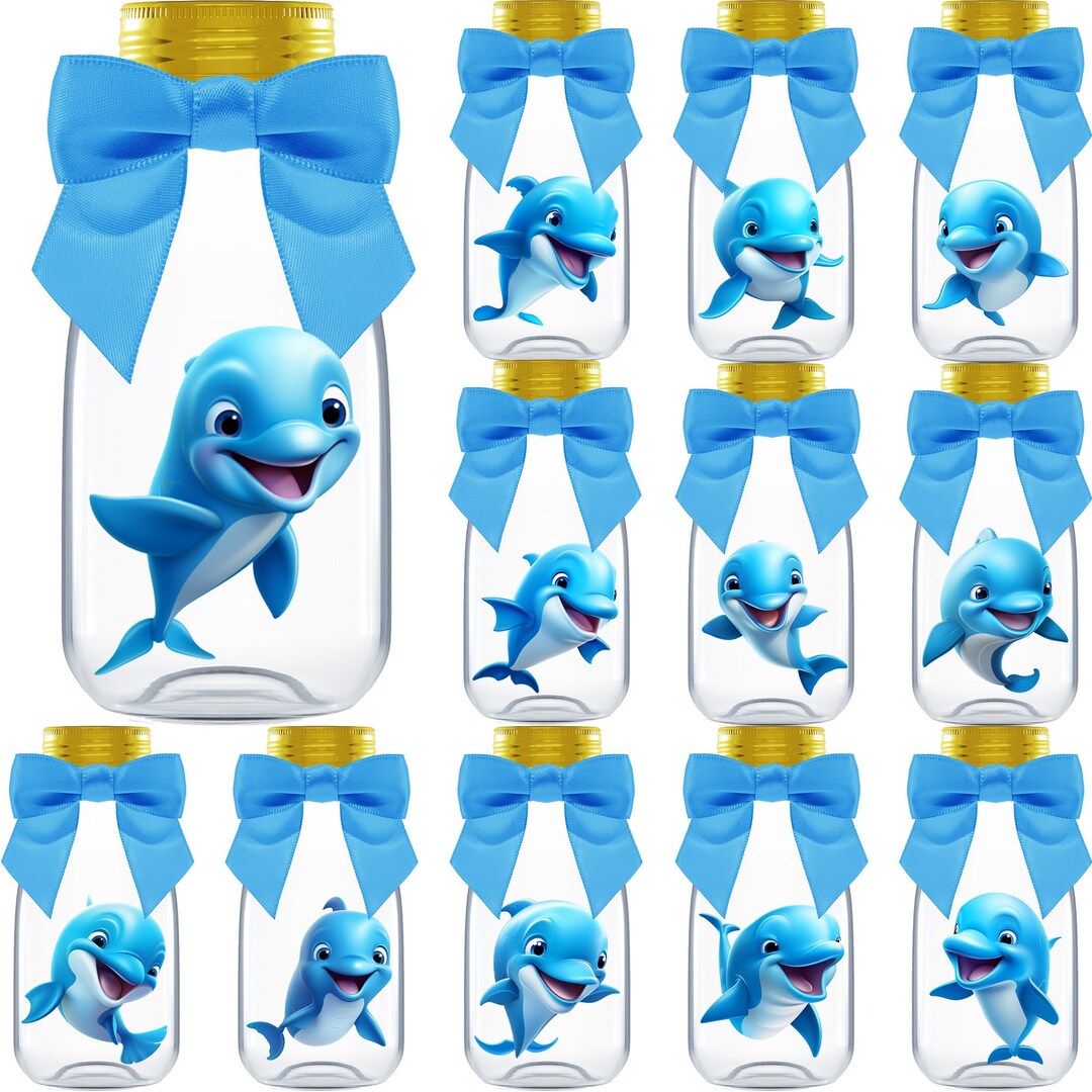 Dolphin Party Favors: DIY Candy Jars With Ribbons - 12 Pack - Etsy